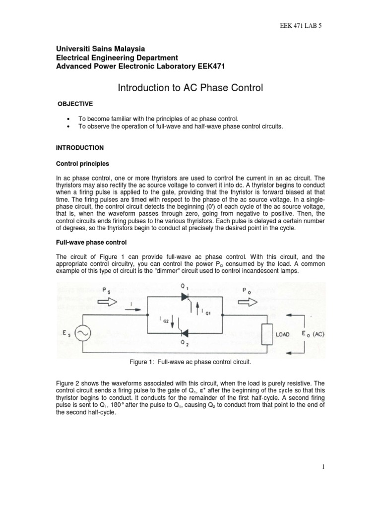 Exp 5 Intro To AC Phase Control | PDF | Ac Power | Rectifier