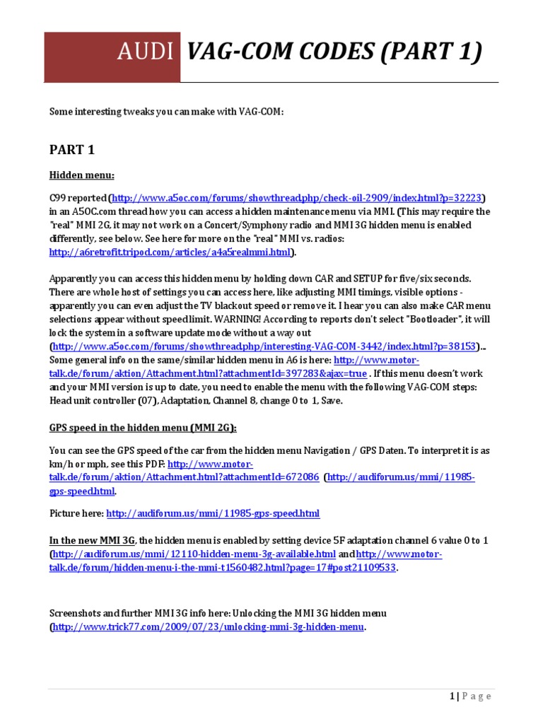 Vag-Com Codes v2 (Part 1) | PDF | Anti Lock Braking System | Tire