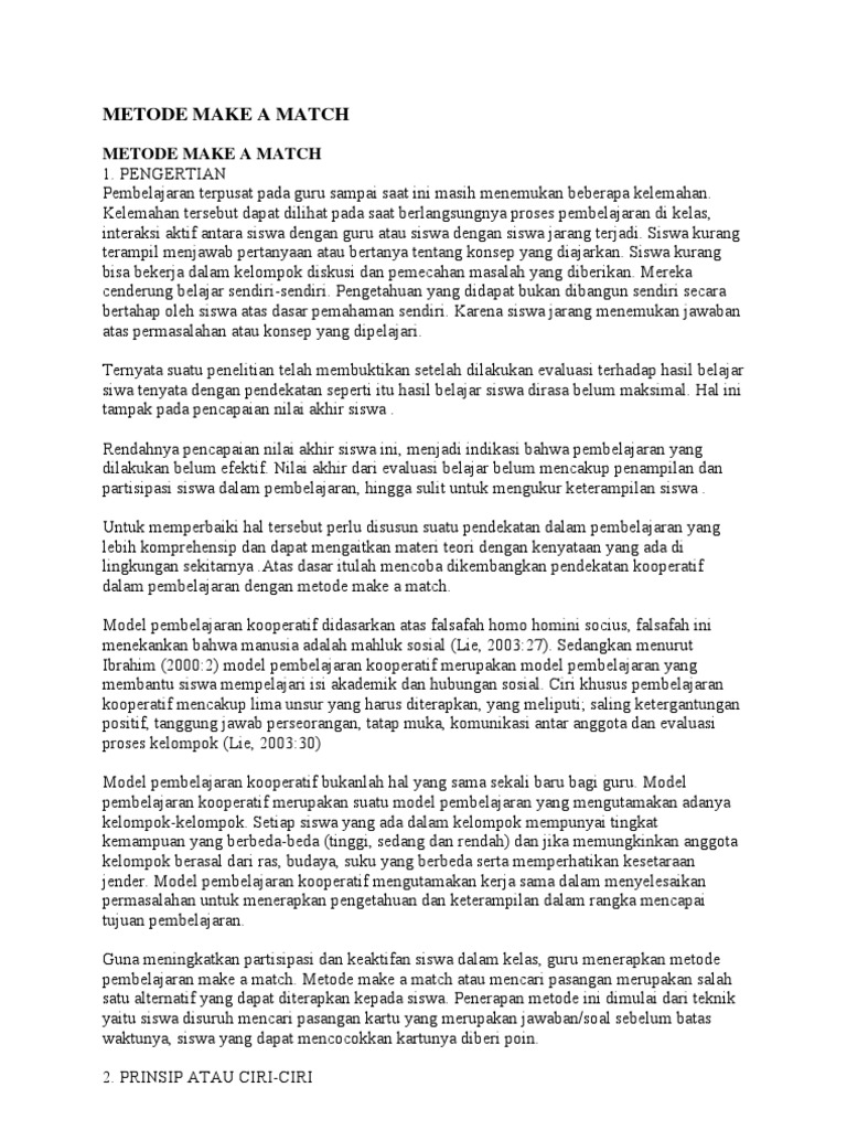 Metode Make A Match | PDF