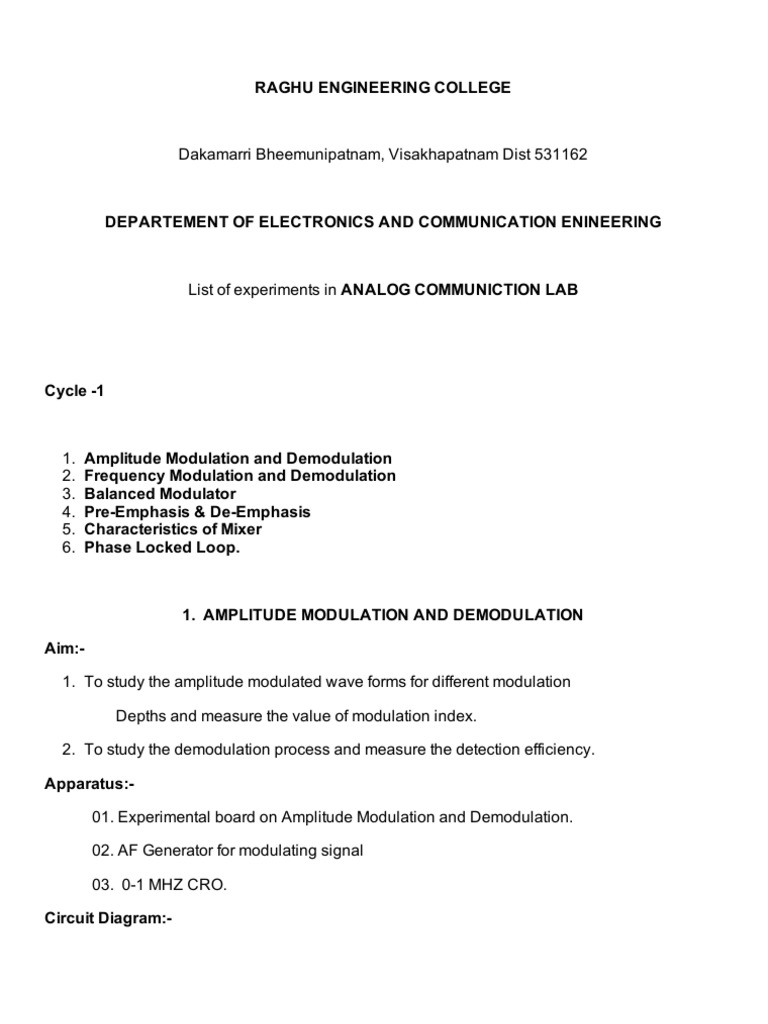 Lab Manual Pdf Frequency Modulation Detector Radio