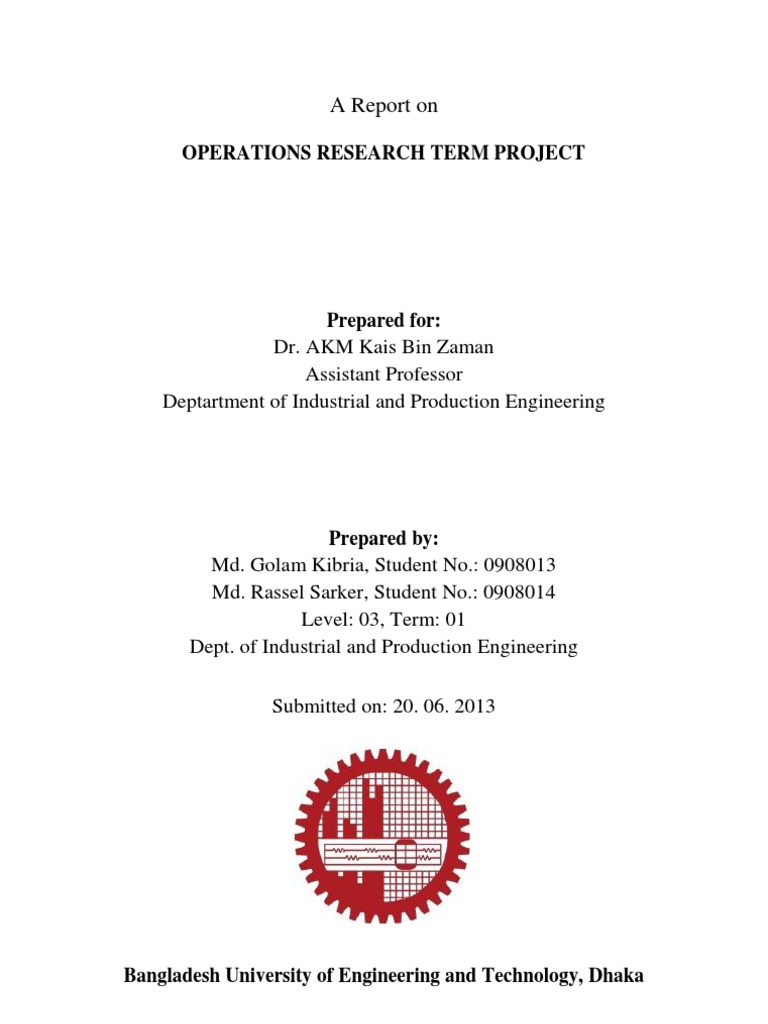 Operations Research Project | Download Free PDF | Linear Programming ...