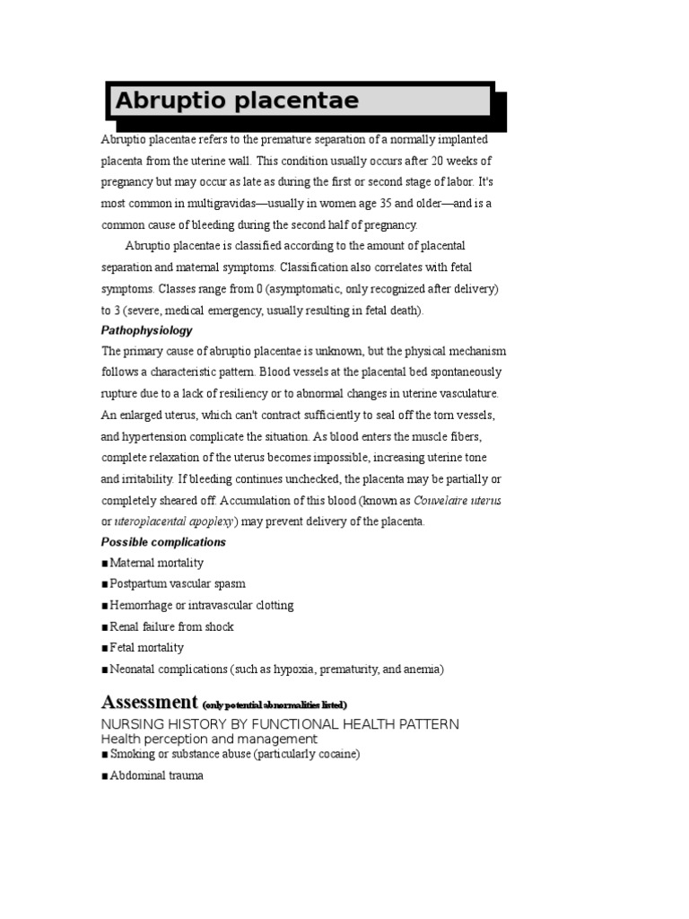 Abruptio Placentae | PDF | Childbirth | Health Sciences
