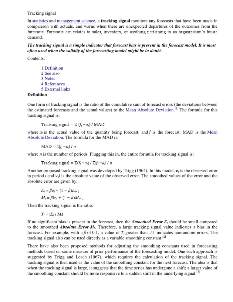 Tracking Signal | PDF | Forecasting | Errors And Residuals