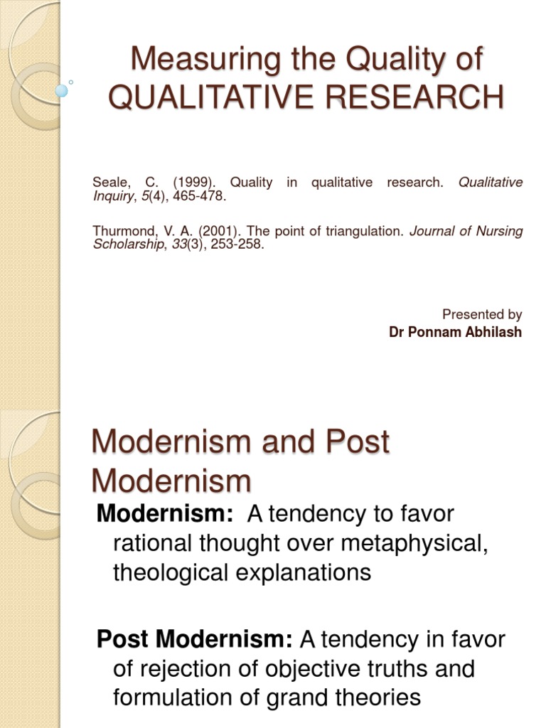 Measuring Quality in Qualitative Research | PDF | Qualitative Research ...