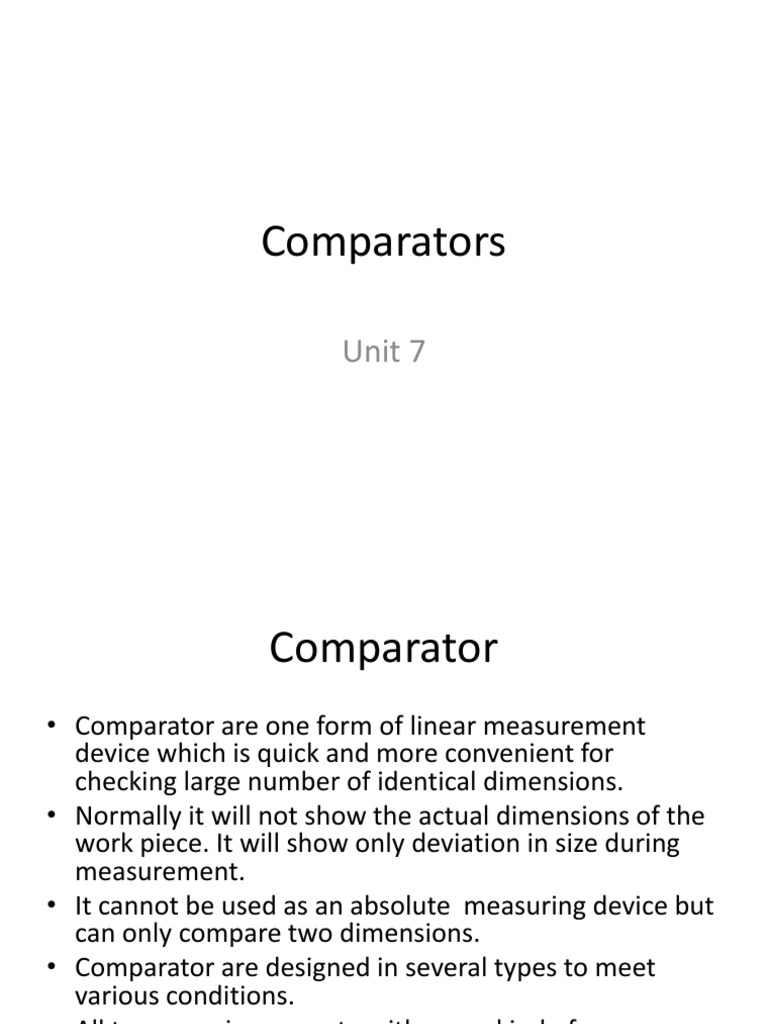 Metrology Comparators Unit 7 | PDF | Measuring Instrument | Measurement