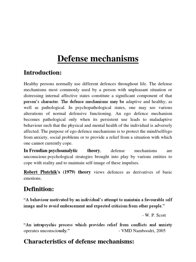 Defense Mechanisms | PDF | Id | Anxiety