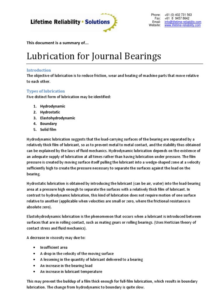 Lubrication For Journal Bearing | PDF | Lubricant | Bearing (Mechanical)