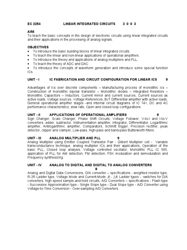 Linear Integrated Circuits | Download Free PDF | Analog To Digital Converter | Amplifier