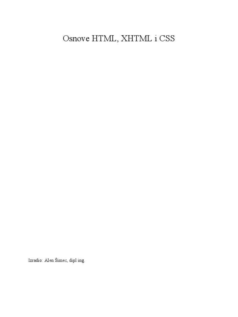 532594.skripta - Uvod U XHTML HTML I Css | PDF