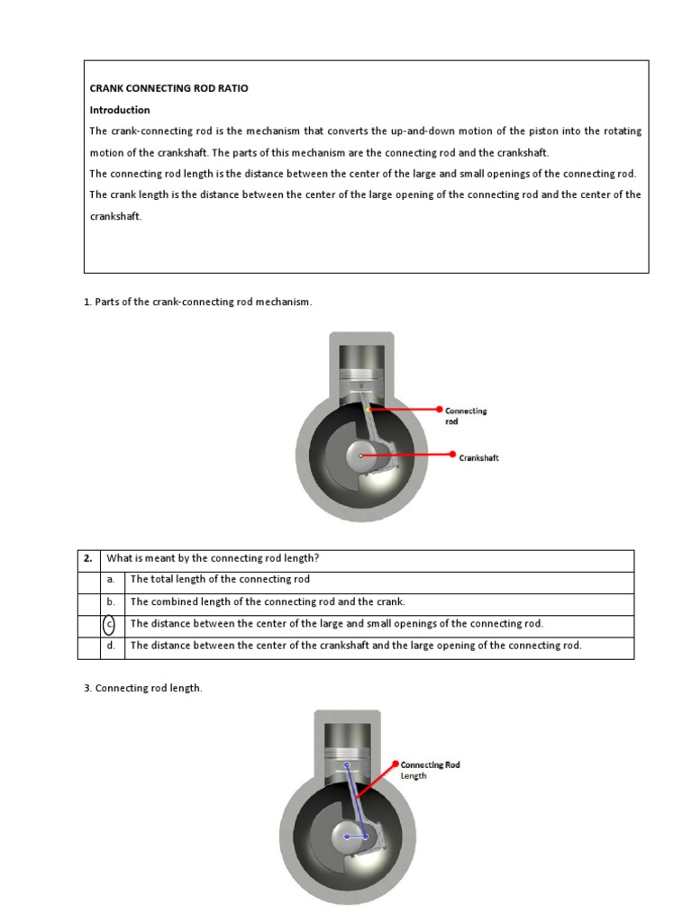 Connecting Rod Ratio | PDF | Cylinder (Engine) | Piston