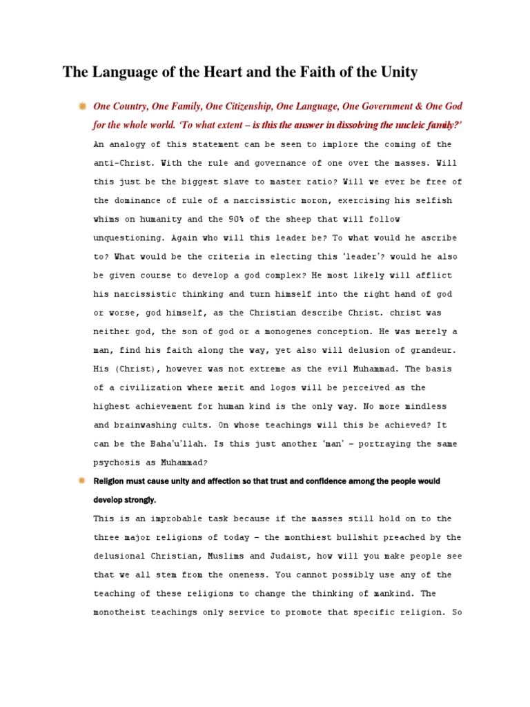 The Language of The Heart and The Faith of The Unity | PDF | Monotheism ...