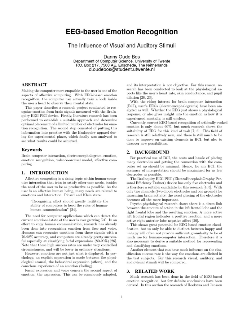 EEG-Based Emotion Recognition | PDF | Electroencephalography | Emotions