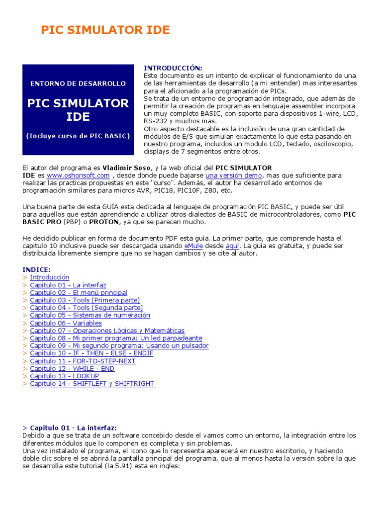 Pic Simulator Ide | PDF | Poco | Estructura de datos de matriz