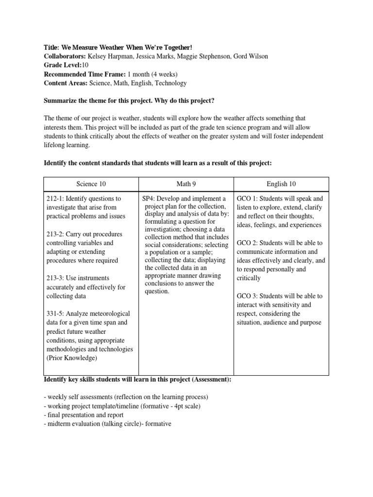 Project Based Learning Lesson Plan | PDF | Project Based Learning ...