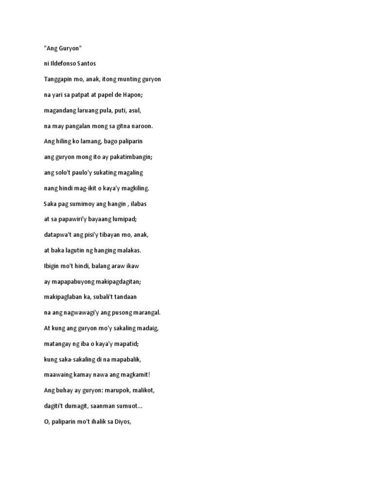 Ang Guryon - Ildefonso Santos | PDF