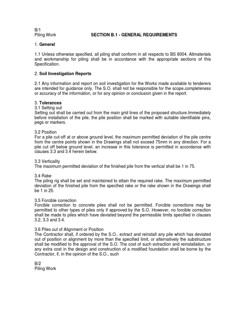 Piling Work General Requirements | PDF | Deep Foundation | Lumber