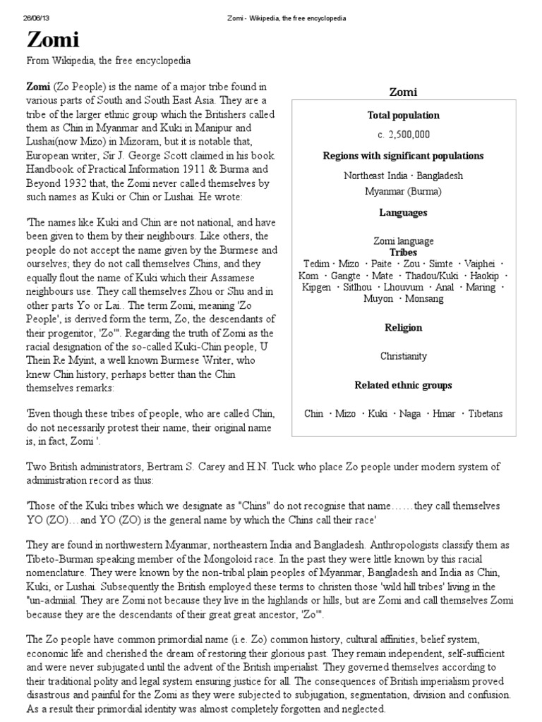 Zomi - Wikipedia, The Free Encyclopedia | PDF | History | Religion ...