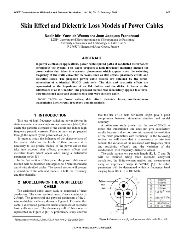 Skin Effect and Dielectric Loss Models of Power Cables 04784562 | PDF ...