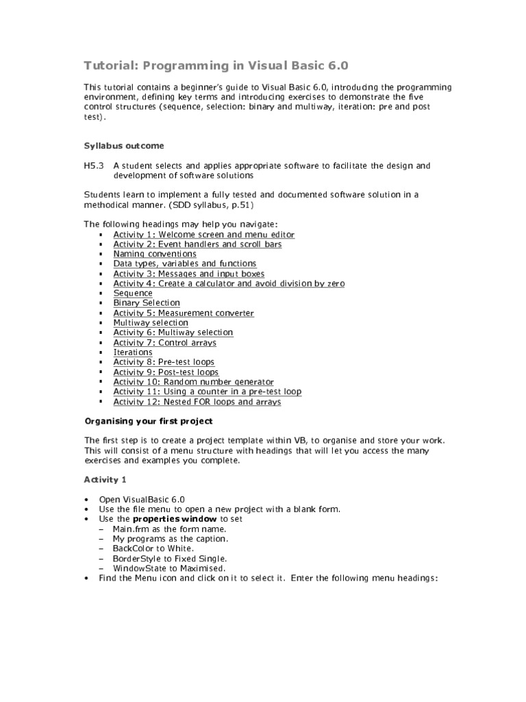 Visualbasic Tutorial | PDF