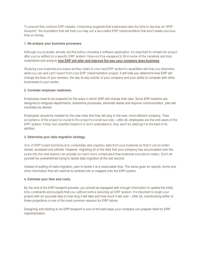 ERP Implementation BLUEPRINT | PDF | Enterprise Resource Planning ...