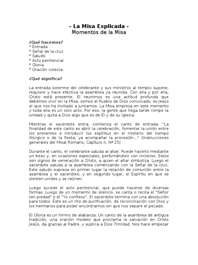 La Misa Explicada | PDF | Misa (liturgia) | eucaristía