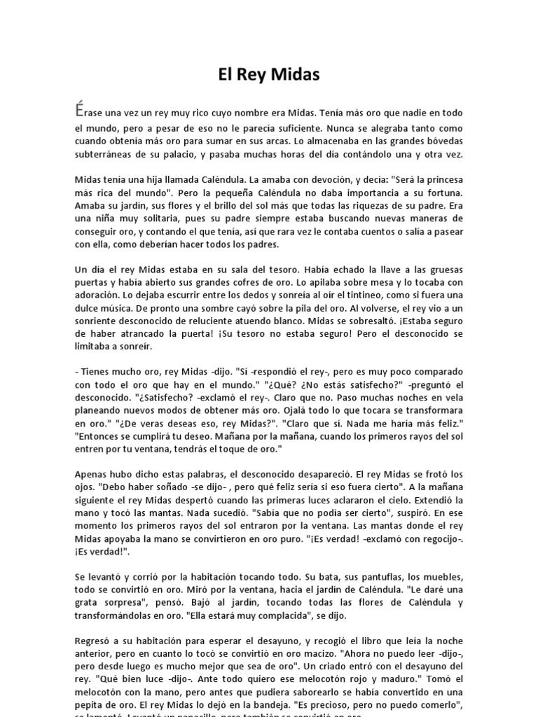 El Rey Midas y su toque de oro | PDF | Arte | Poesía