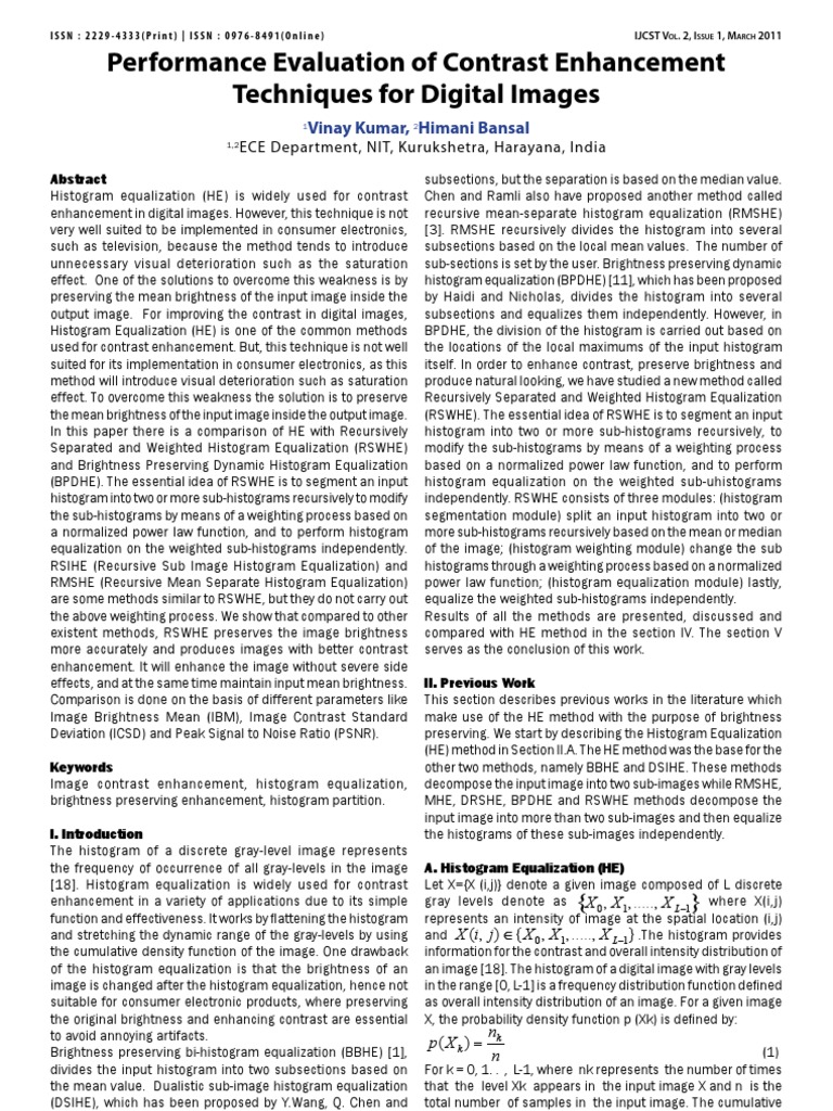 Image Contrast Enhancement Methods | PDF | Teaching Methods & Materials