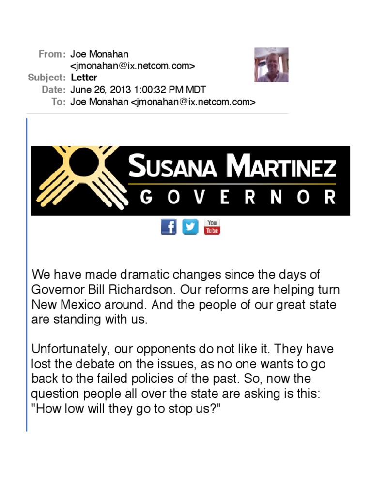 Martinez Letter | PDF | New Mexico | Democratic Party (United States)