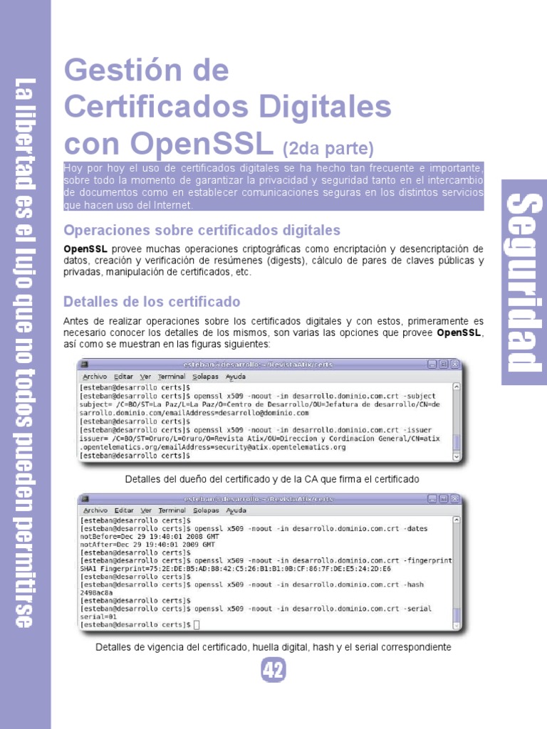 Gestión De Certificados Digitales Con Openssl Pdf Clave
