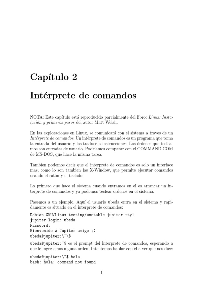 Comunicación con el sistema a través del intérprete de comandos | PDF ...