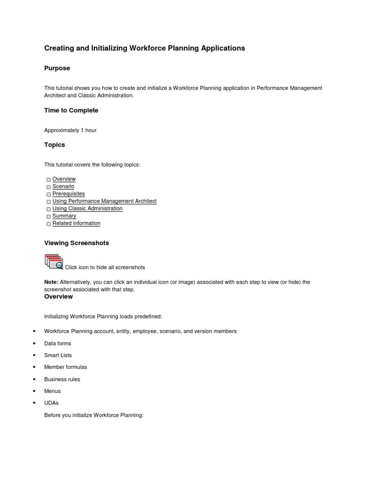 Creating and Initializing Workforce Planning Applications | PDF ...