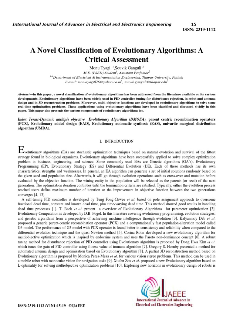 Evolutionary Algorithms Classification | PDF | Evolution | Mathematical ... Evolutionary Algorithms Classification | PDF | Evolution | Mathematical ...