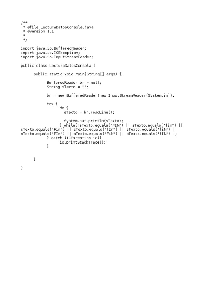 Lecturade Datos Consola Java | PDF