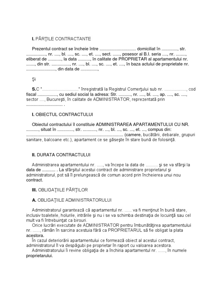 Model Contract de Apartament | PDF