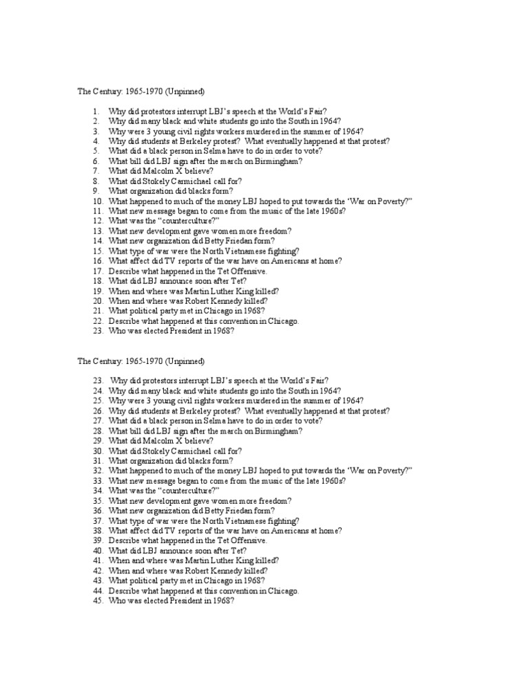 The Century Unpinned | PDF | Lyndon B. Johnson | Martin Luther King Jr.