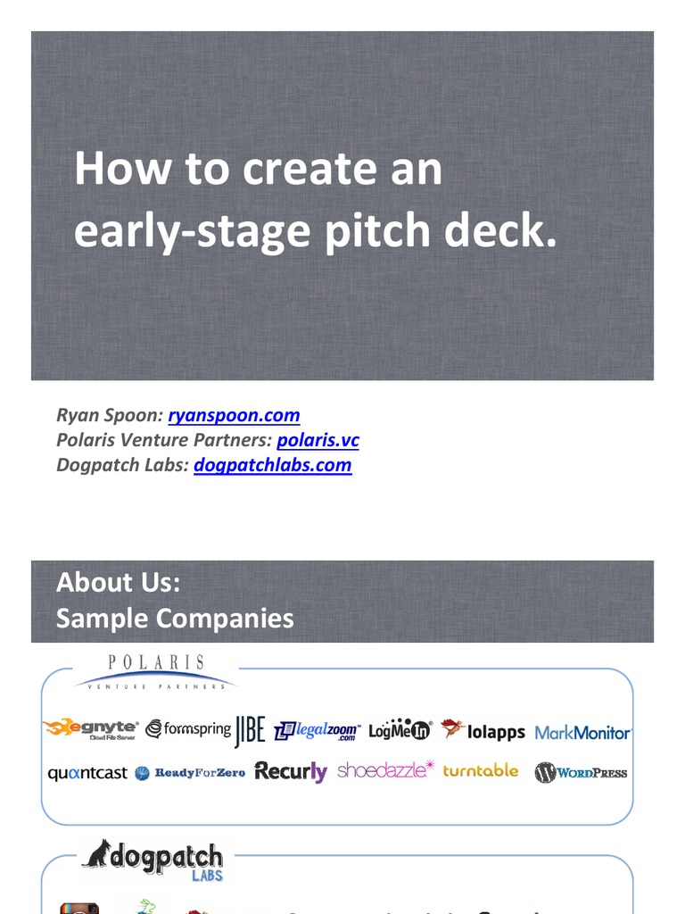 How To Create An Early-Stage Pitch Deck For Investors | PDF | Business ...
