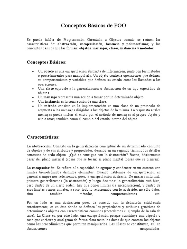 Conceptos Básicos de POO | PDF | Objeto (informática) | Programación ...