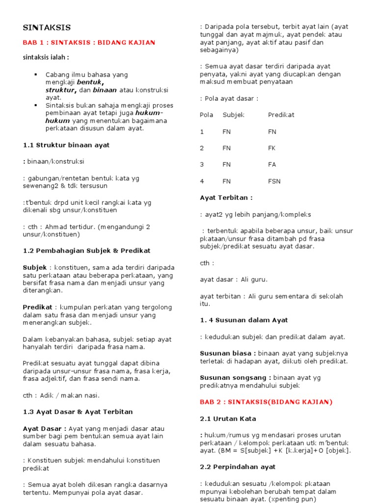 Nota Sintaksis | PDF