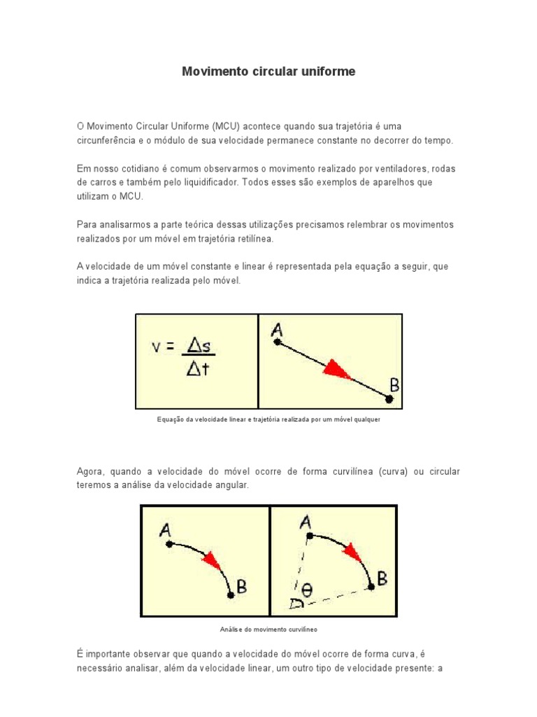 O Movimento Circular Uniforme | PDF | Deslocamento (vetor) | Velocidade