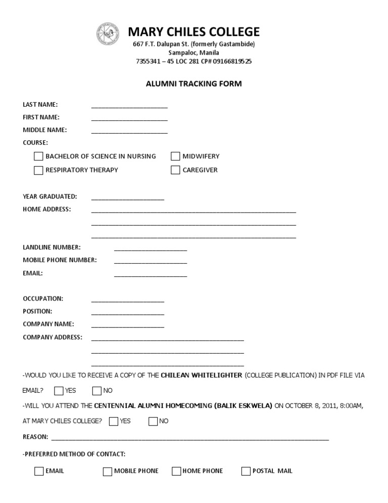 Mary Chiles College: Alumni Tracking Form | PDF | Social Science