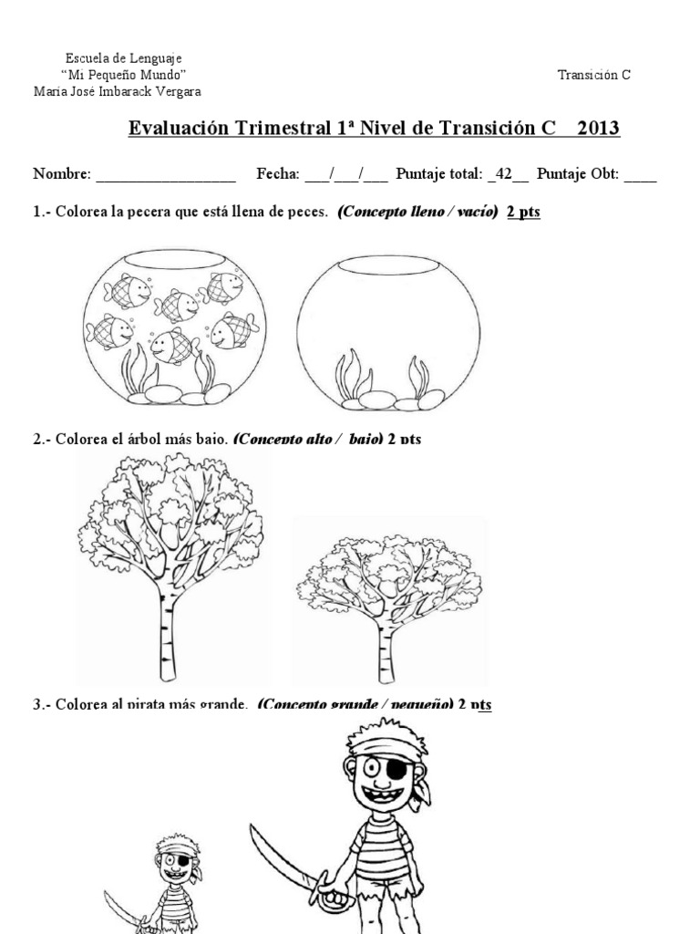 Evaluación Trimestral Pre Kinder | PDF | Métodos y materiales de enseñanza