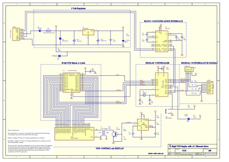 11 Digit VFD Display With AC Filament Drive C021 EB 20-Bit VFD ...