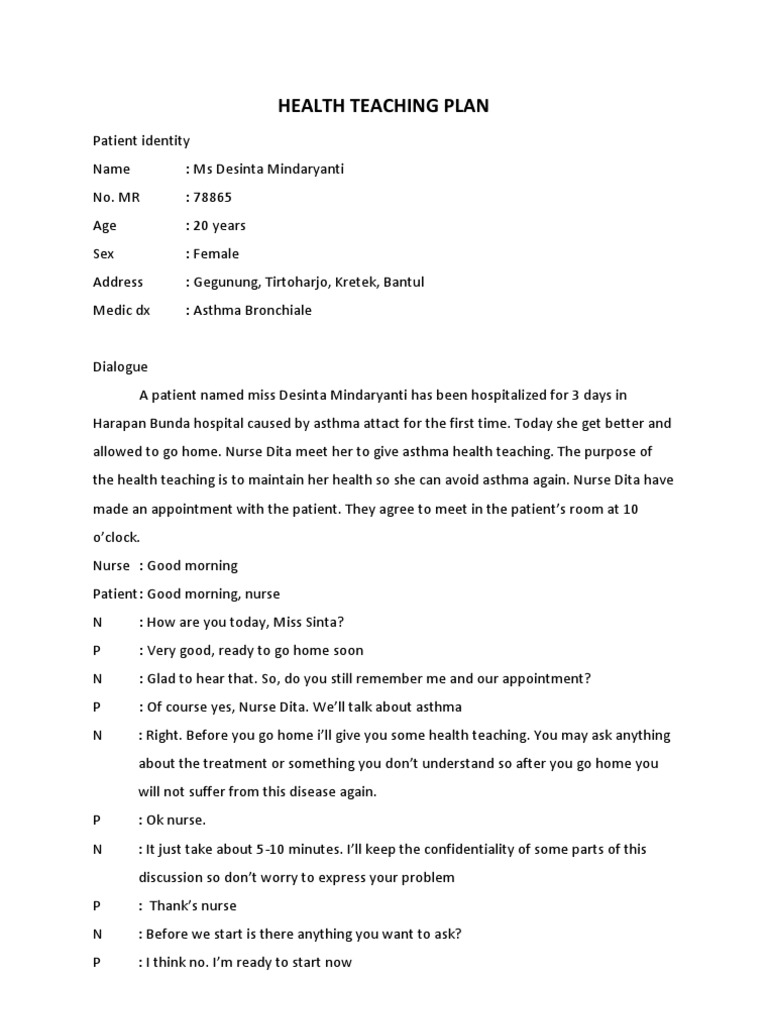 Health Teaching Plan | Asthma | Health Care