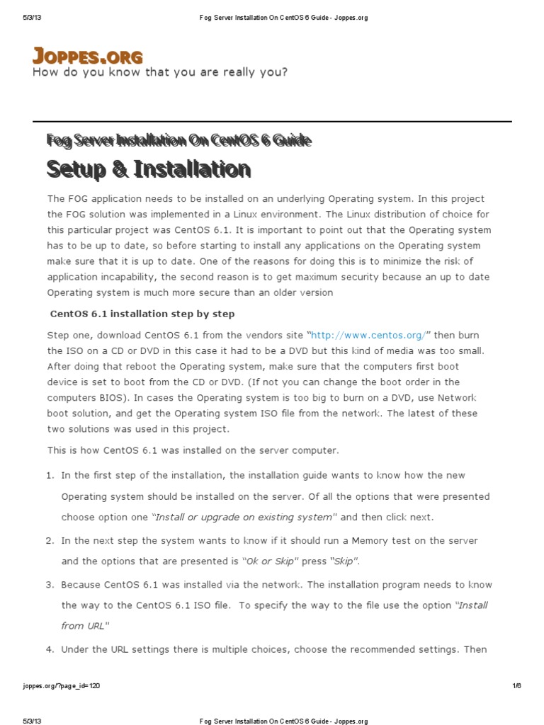 Fog Server Installation On CentOS 6 Guide - Joppes | PDF | Installation ...
