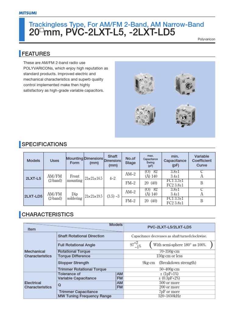 Mitsumi AM/FM Variable Capacitor Specs | PDF | Technology & Engineering