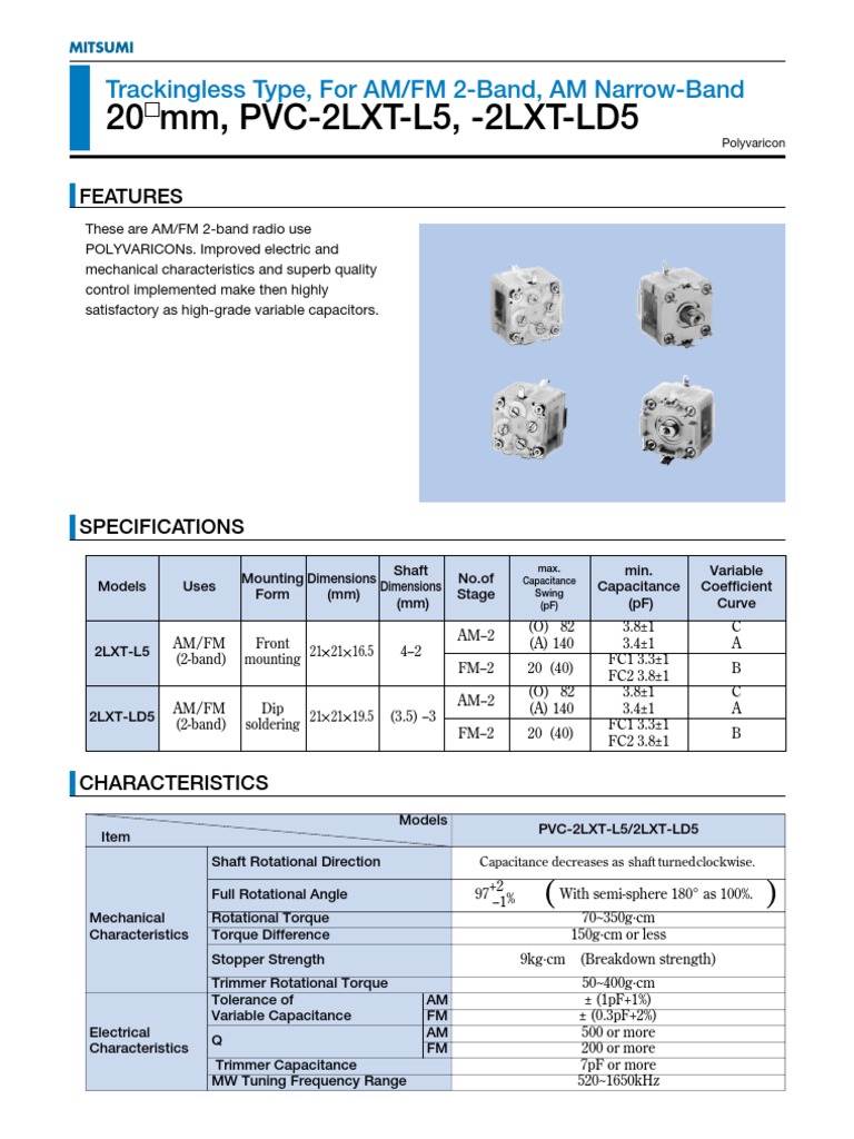 Mitsumi Polyvaricon Capacitor Specs | PDF | Science & Mathematics