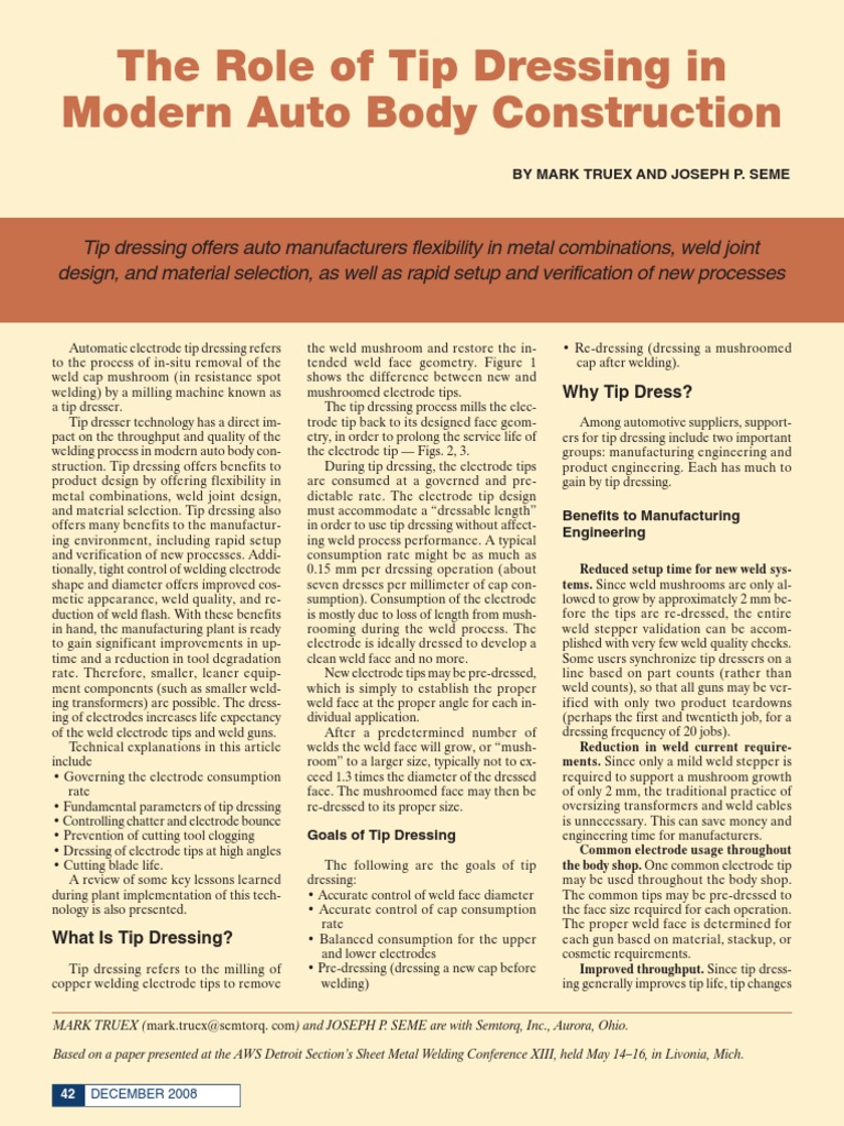 The Role of Tip Dressing | Download Free PDF | Blade | Welding