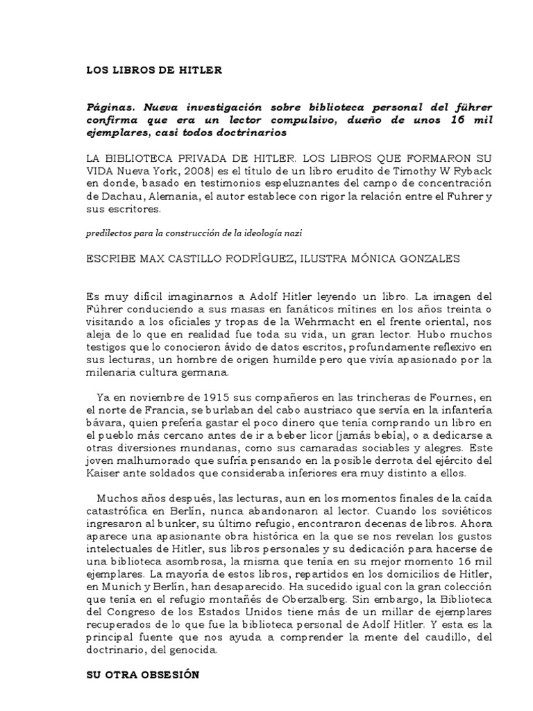 Los Libros de Hitler | PDF | Adolf Hitler | Alemania nazi