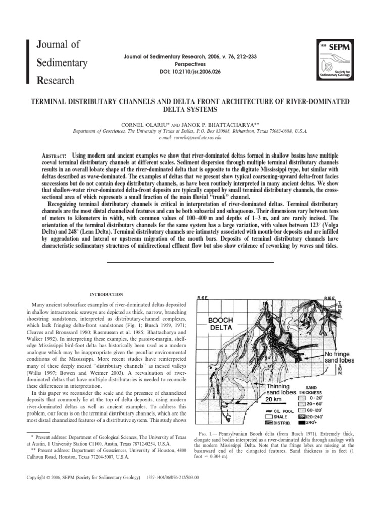 Terminal Distributary Channels and Delta Front Architecture of River ...