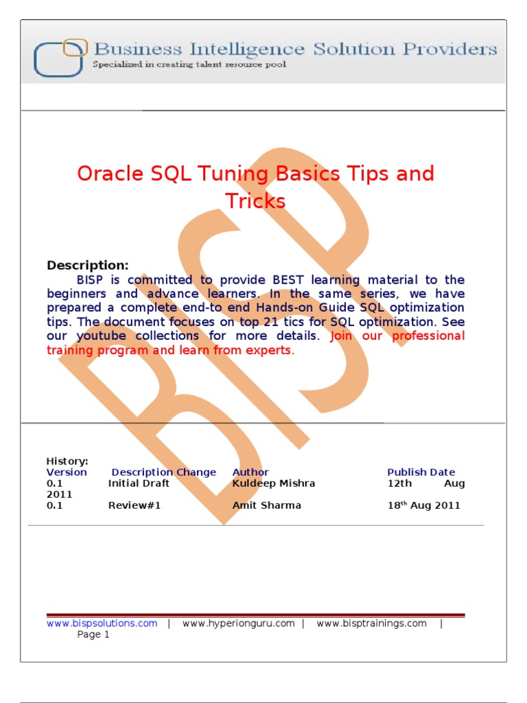 SQL Tuning Basic Tips and Trciks | PDF | Database Index | Oracle Database